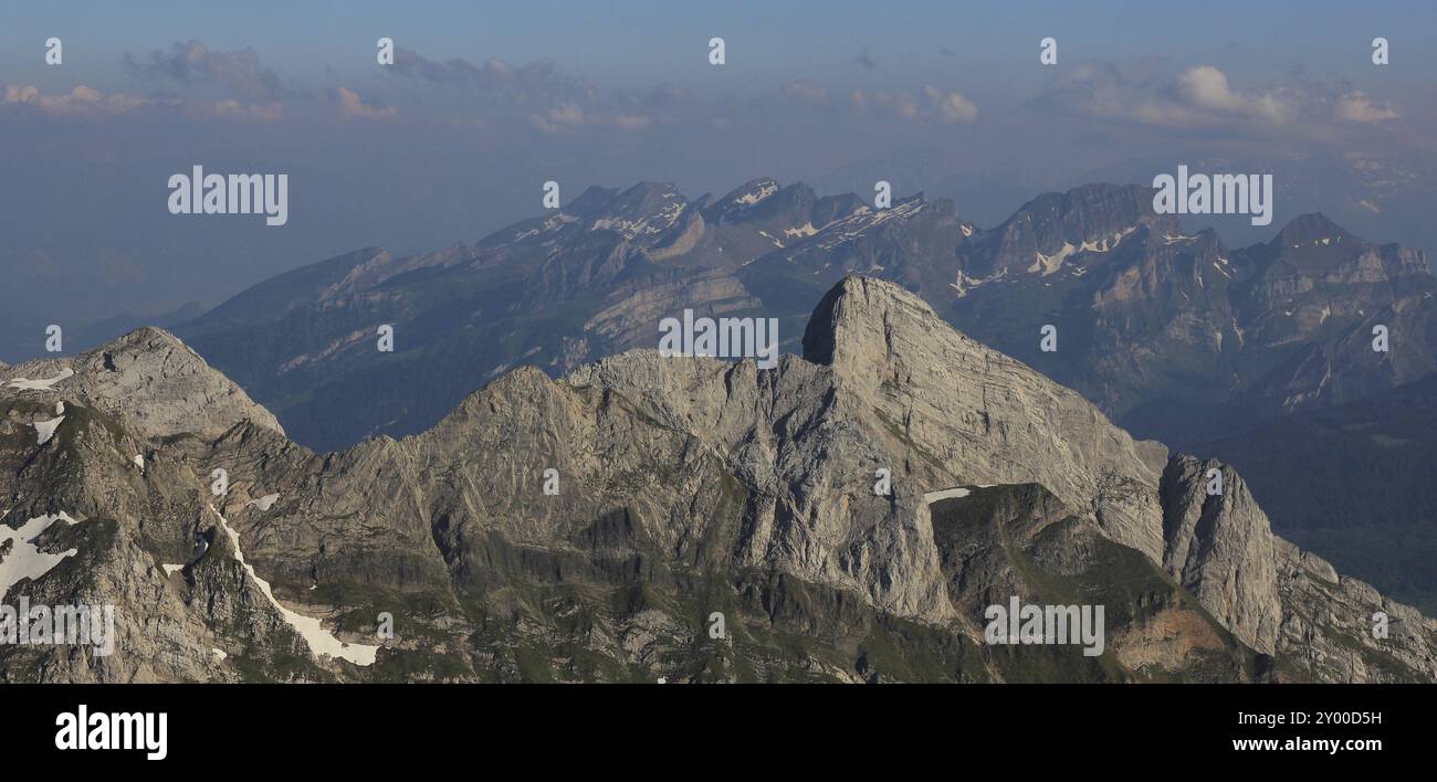 Wildhuser Schofberg, mountain seen from Mount Santis. Visible rock ...
