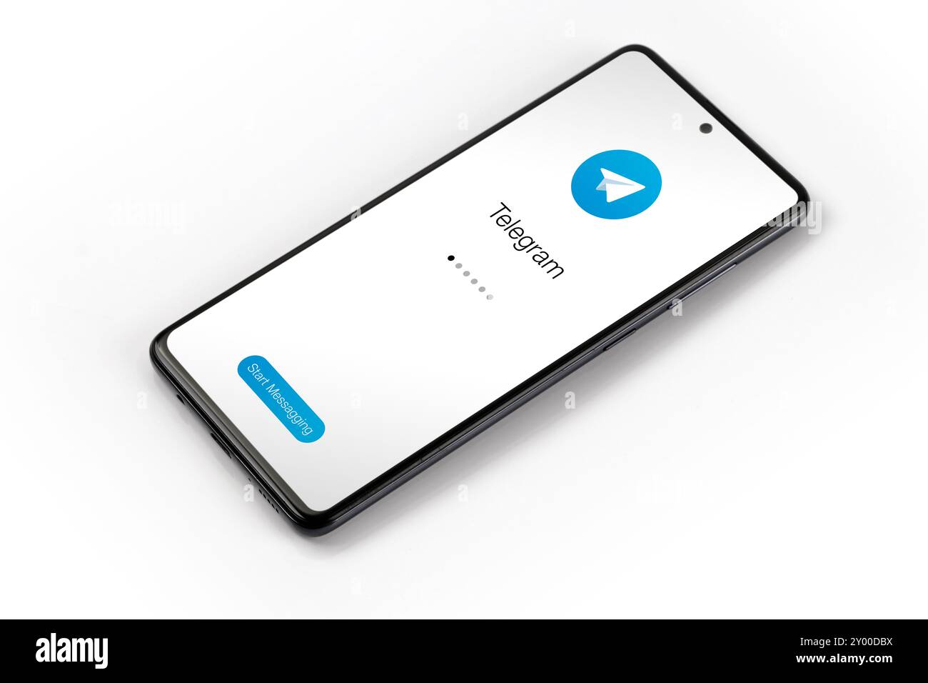 USA, august 2024, example of a mobile phone with the initial image of ...