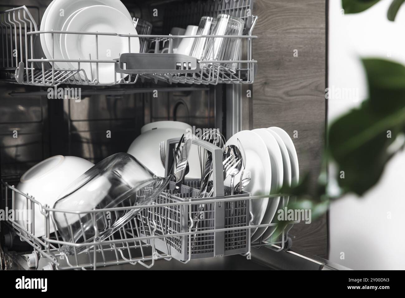Front view of open automatic stainless steel built-in fully integrated ...