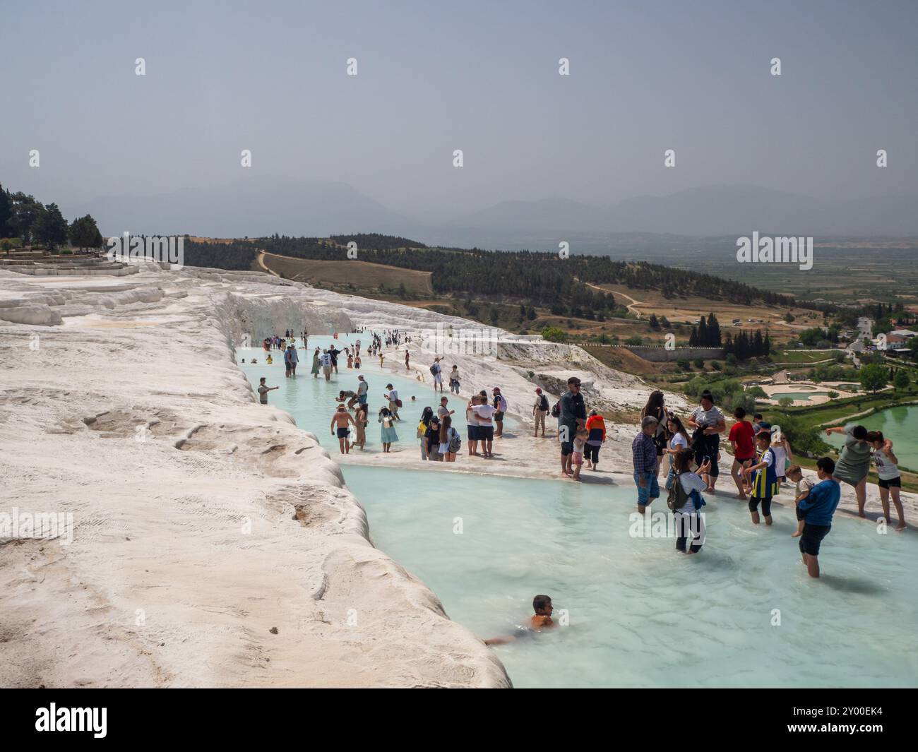 Pamukkale travertine terraces and the ancient Greek city of Hierapolis, Turkey Stock Photo - Alamy