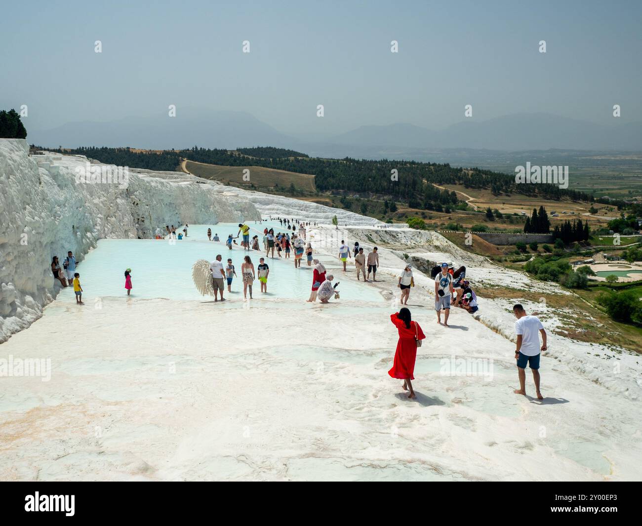 Pamukkale travertine terraces and the ancient Greek city of Hierapolis, Turkey Stock Photo - Alamy