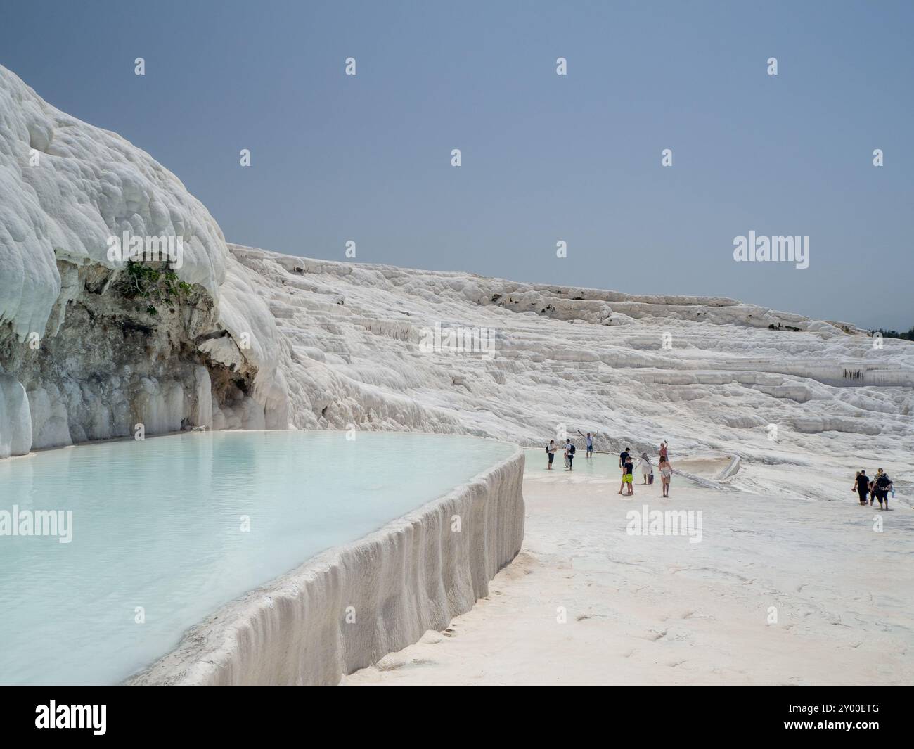Pamukkale travertine terraces and the ancient Greek city of Hierapolis, Turkey Stock Photo - Alamy