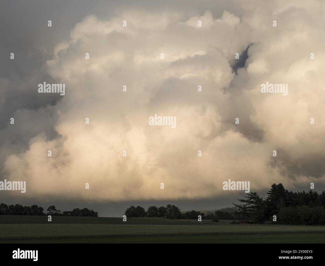 Massive cumulus clouds over fields in Upper Franconia Stock Photo - Alamy