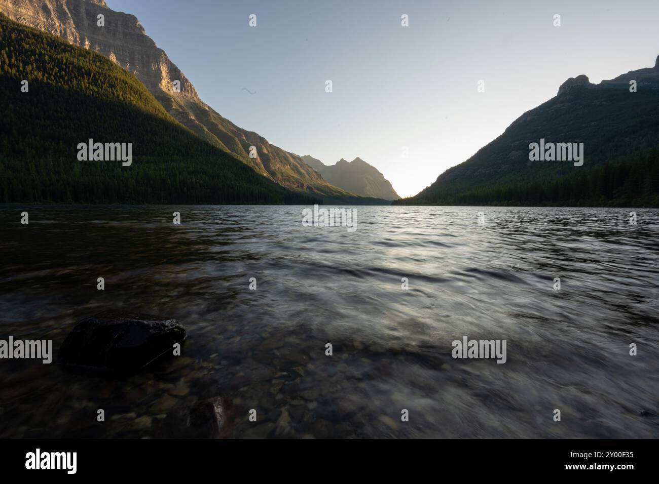 Low Angle of Rippling Water On Upper Kintla Lake In Glacier National ...