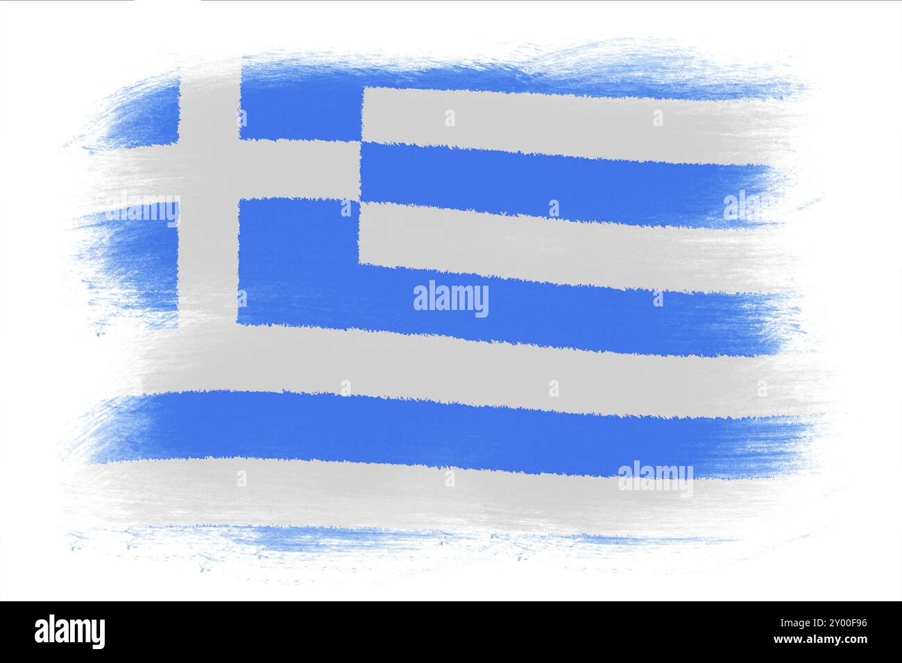 The Greek flag, Painted grunge flag, brush strokes. Isolated on white ...