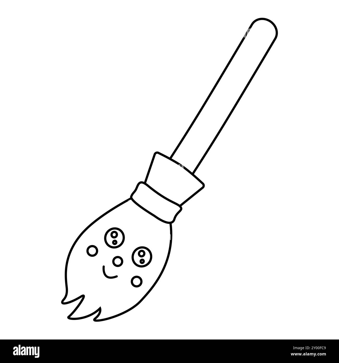 Cute broom, doodle style flat vector outline illustration for kids ...