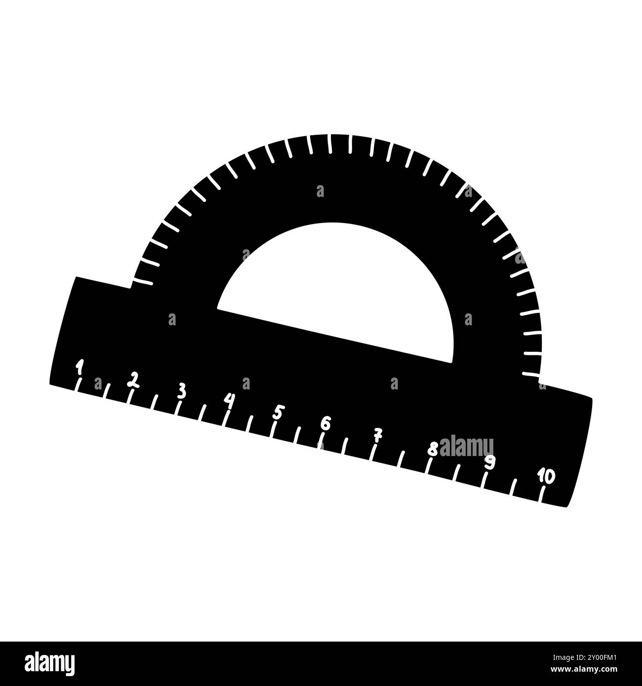Black silhouette of protractor ruler, glyph icon flat vector ...
