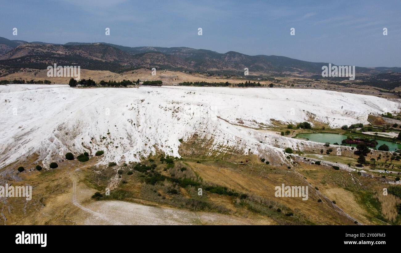 Pamukkale travertine terraces and the ancient Greek city of Hierapolis ...