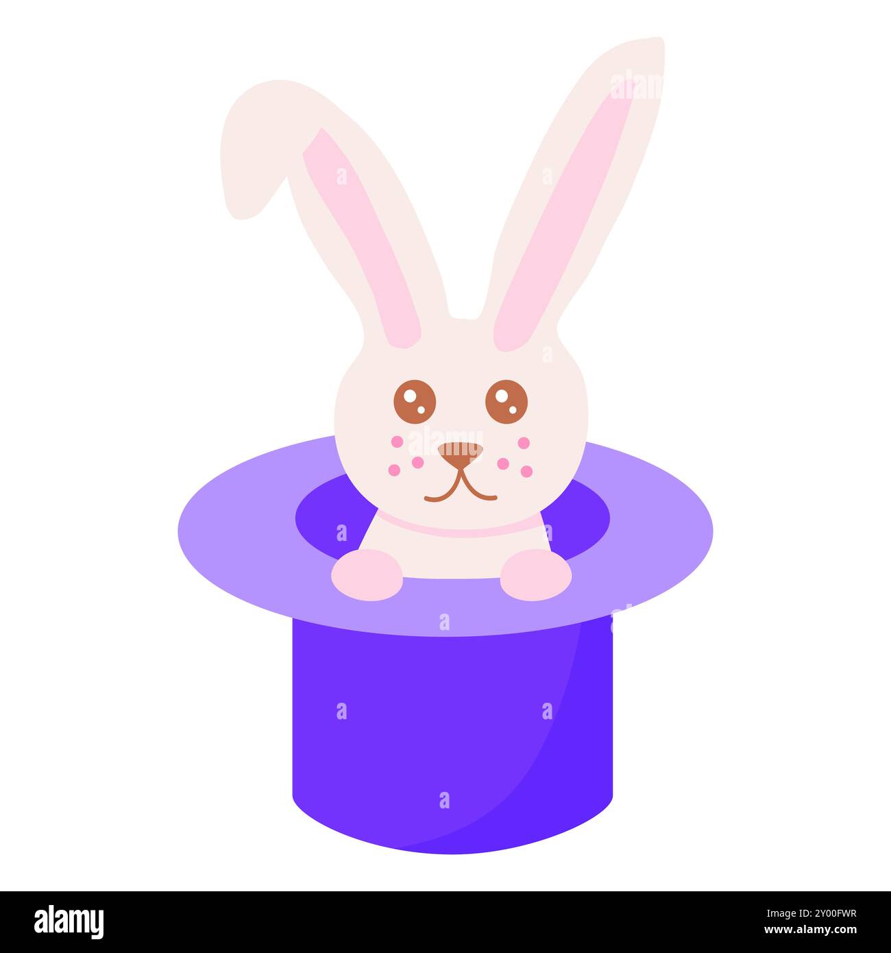 Cute rabbit in a hat, children magic element in kawaii style, vector ...