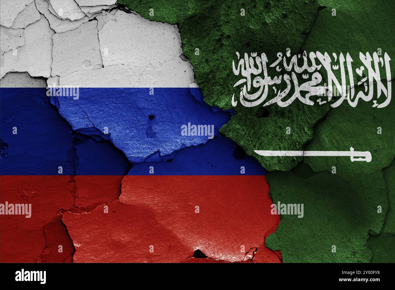 Flags of Russia and Saudi Arabia Stock Photo - Alamy