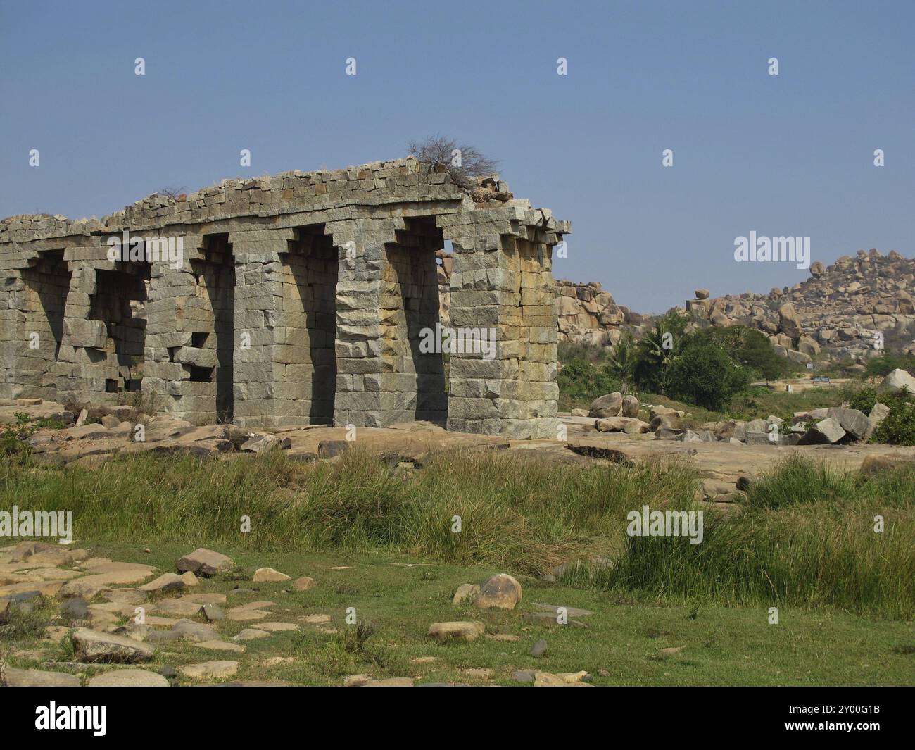 Ruins of a ancient bridge in Hampi, India, Asia Stock Photo - Alamy
