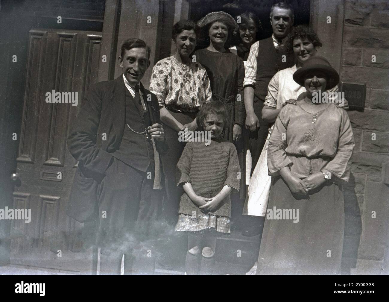 1930s, historical, a family picture outside a house, showing the ...