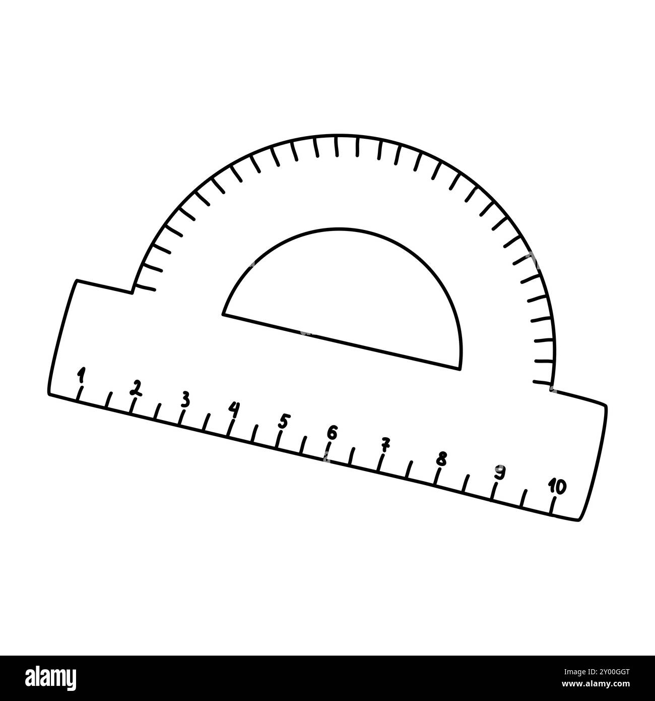 Protractor ruler, doodle style flat vector outline illustration for ...
