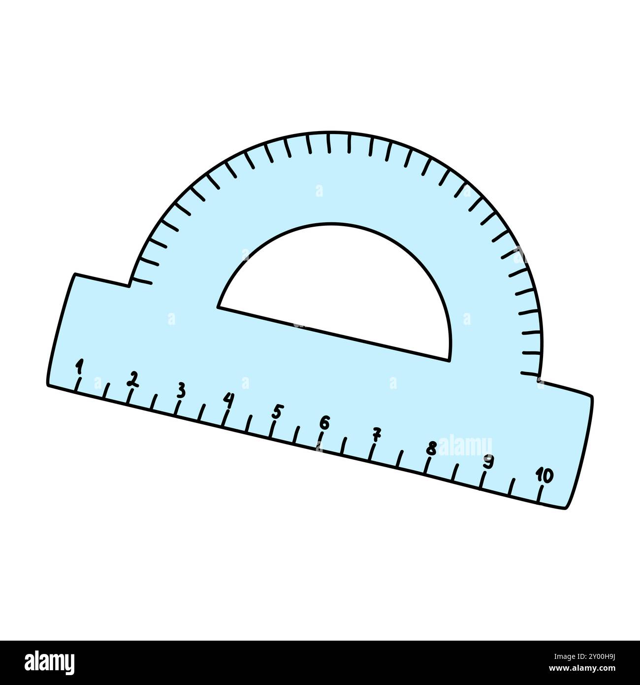 Protractor ruler, back to school concept, doodle style vector ...