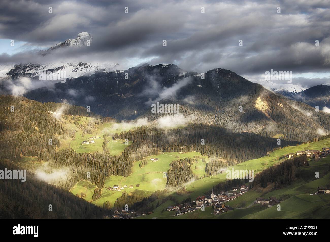 Alpine village in Dolomites mountains. Italian Dolomites Stock Photo ...