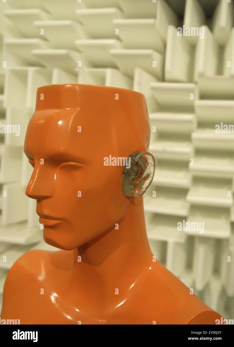 Dummy head microphone in an anechoic room with absorbers Stock Photo ...