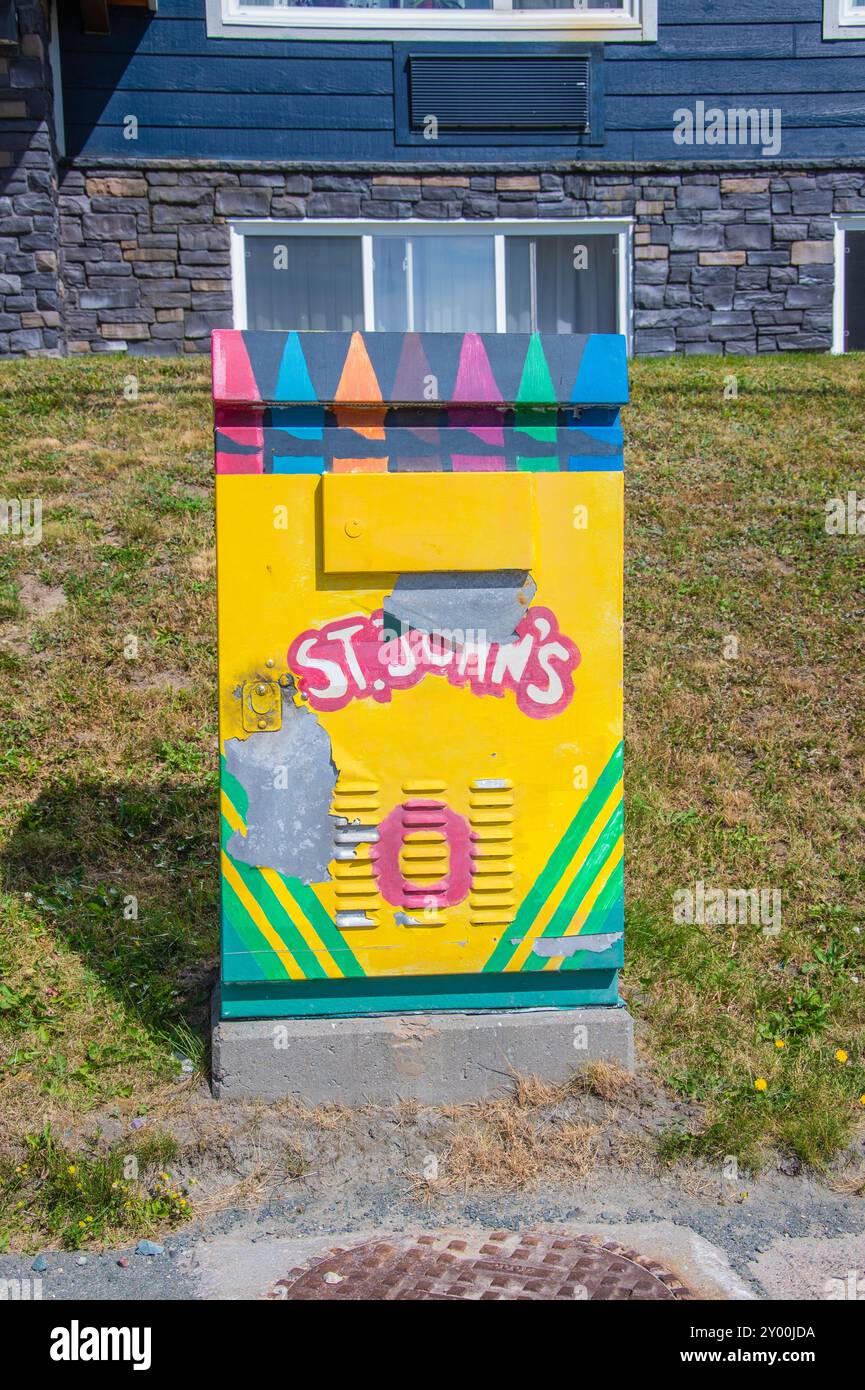 Crayola crayons mural on electrical traffic control box in St. John's ...