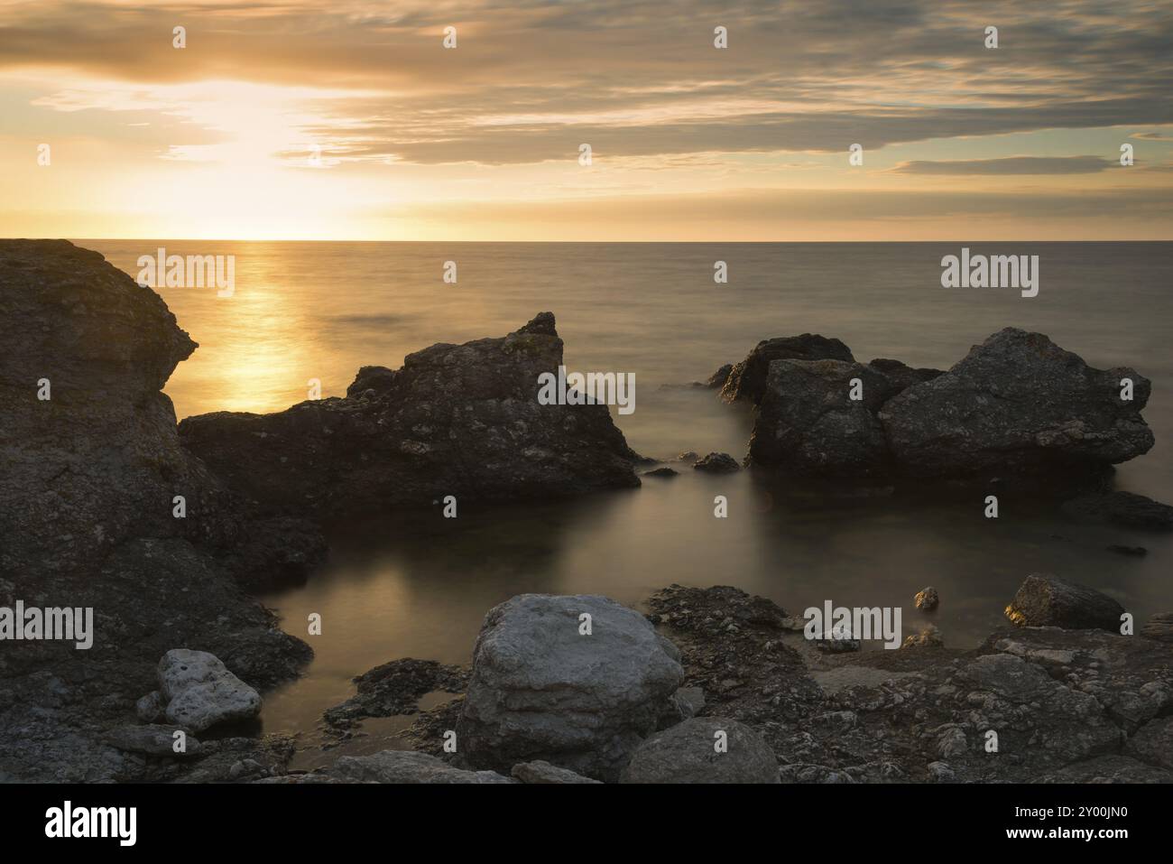 The Raukar-Coast of the island Faroe with the characteristic, jagged ...