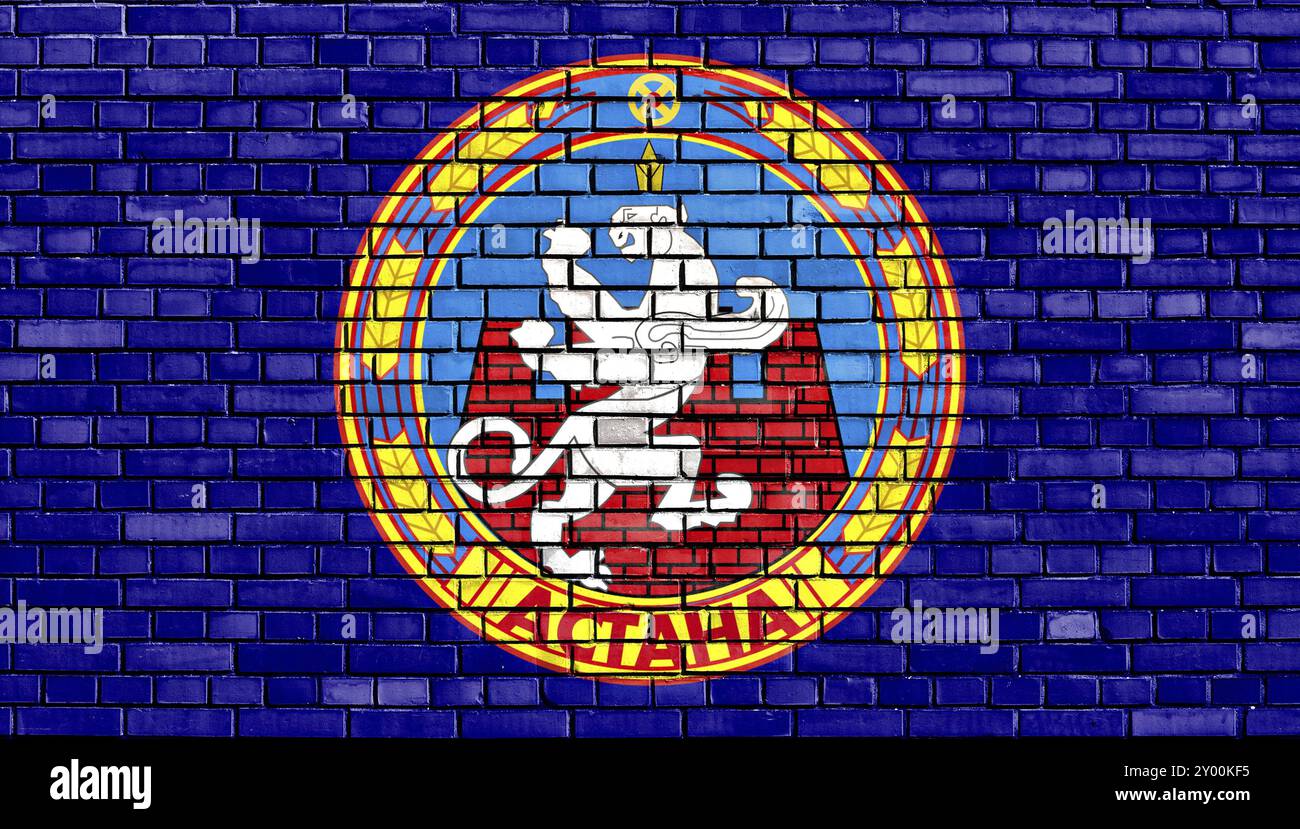 Flag of Astana painted on brick wall Stock Photo - Alamy
