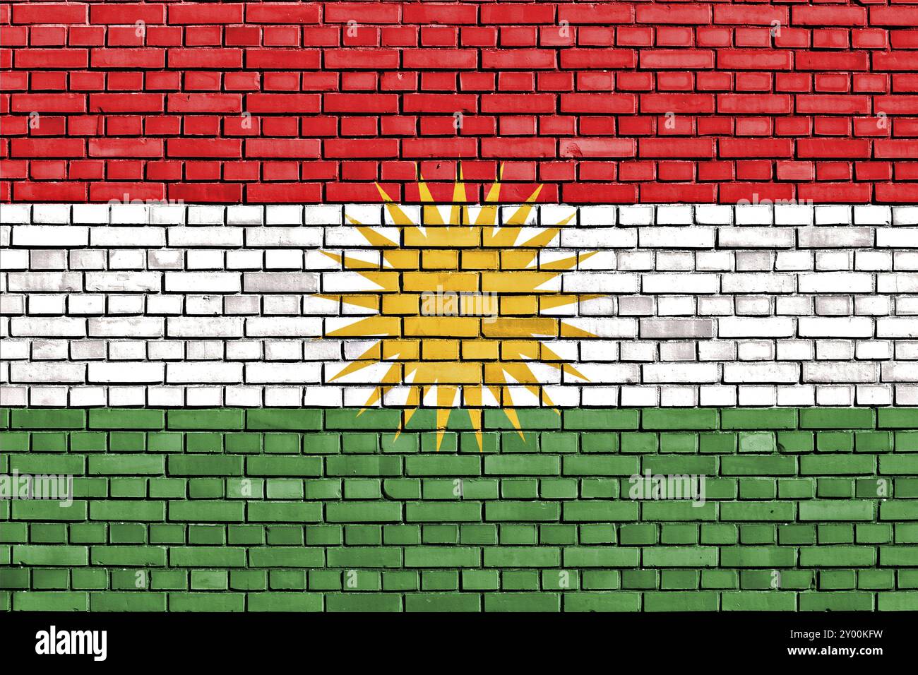 Flag of Kurdistan painted on brick wall Stock Photo - Alamy