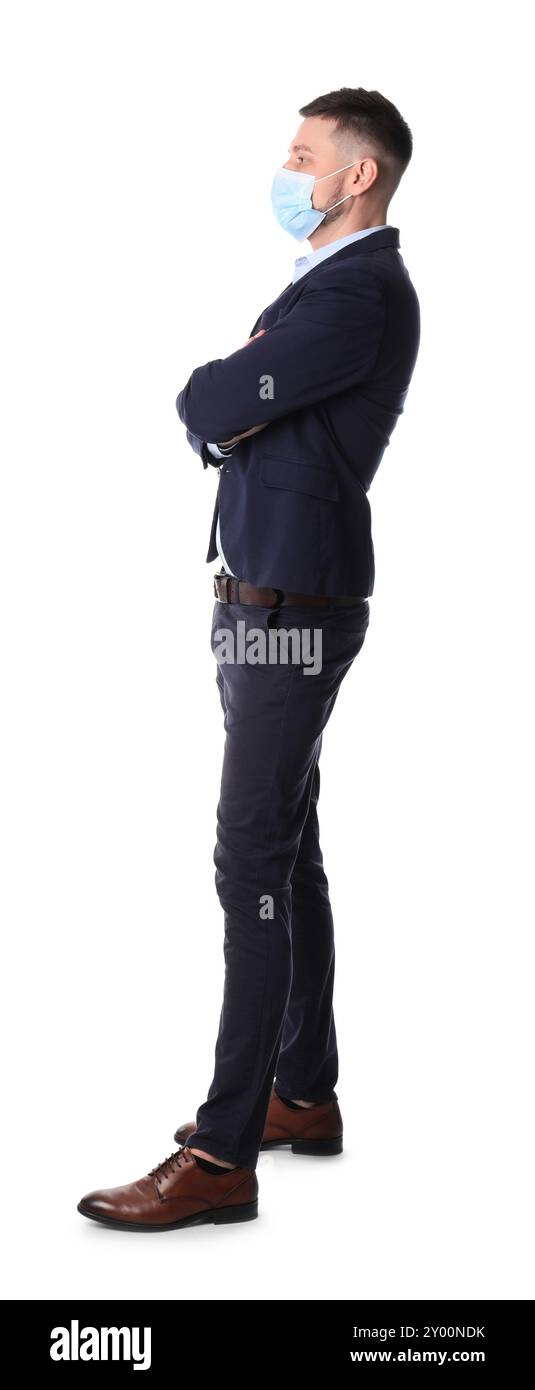 Profile man wearing medical mask Cut Out Stock Images & Pictures - Alamy