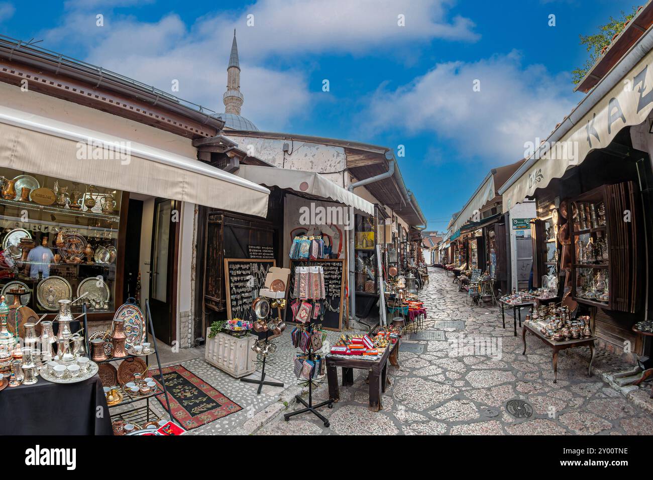 Small traditional souvenir shops, Sarajevo, Bosnia and Herzegovina ...