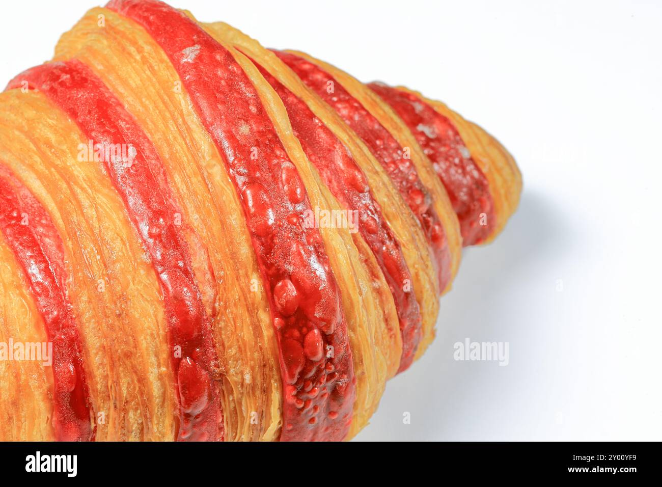Close up Freshly baked croissant, Double Raspberry croissant isolated ...