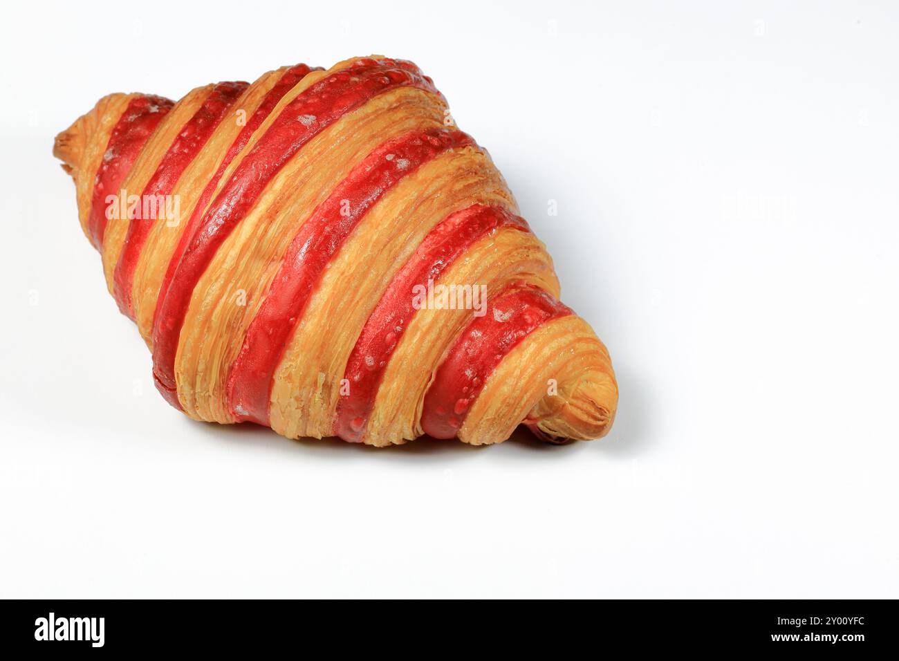 Freshly baked croissant, Double Raspberry croissant isolated on white ...