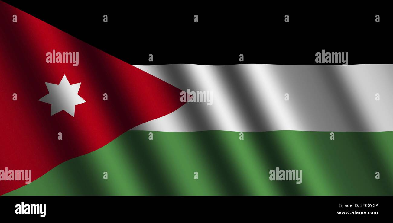 The Jordanian flag flying in the wind Stock Photo - Alamy