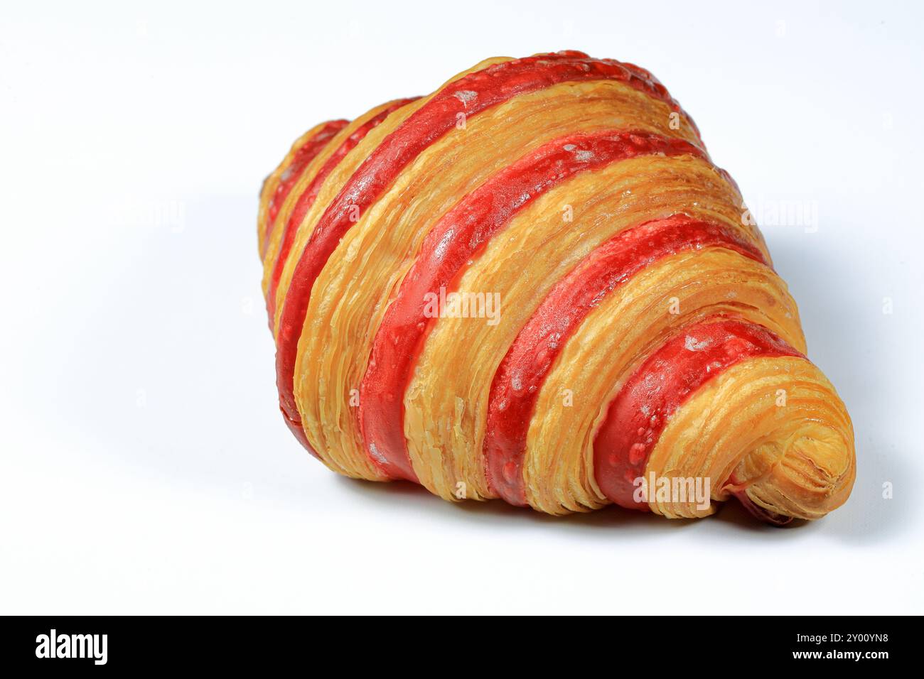 Freshly baked croissant, Double Raspberry croissant isolated on white ...