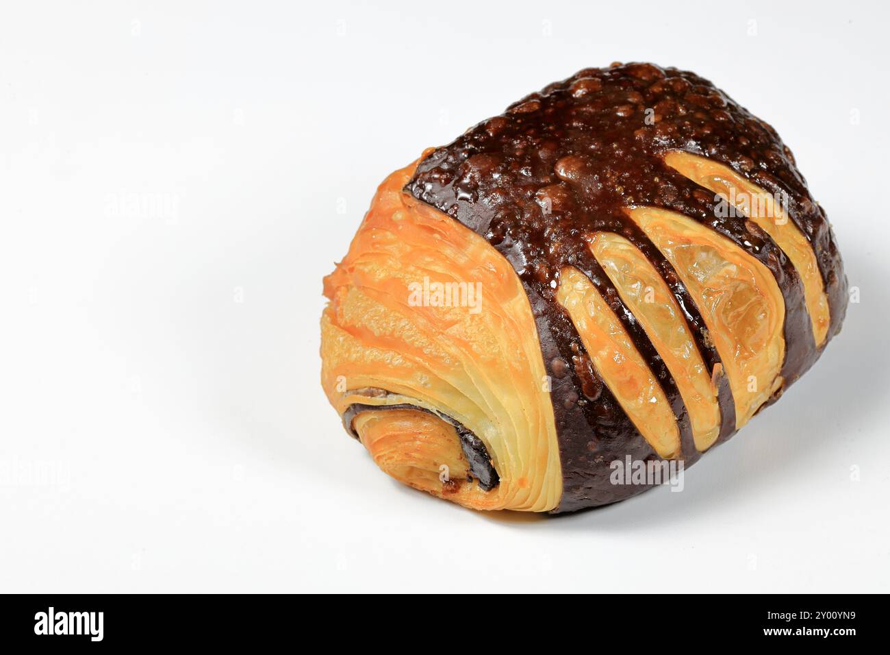 Close up Freshly baked croissant, Double Raspberry croissant isolated ...