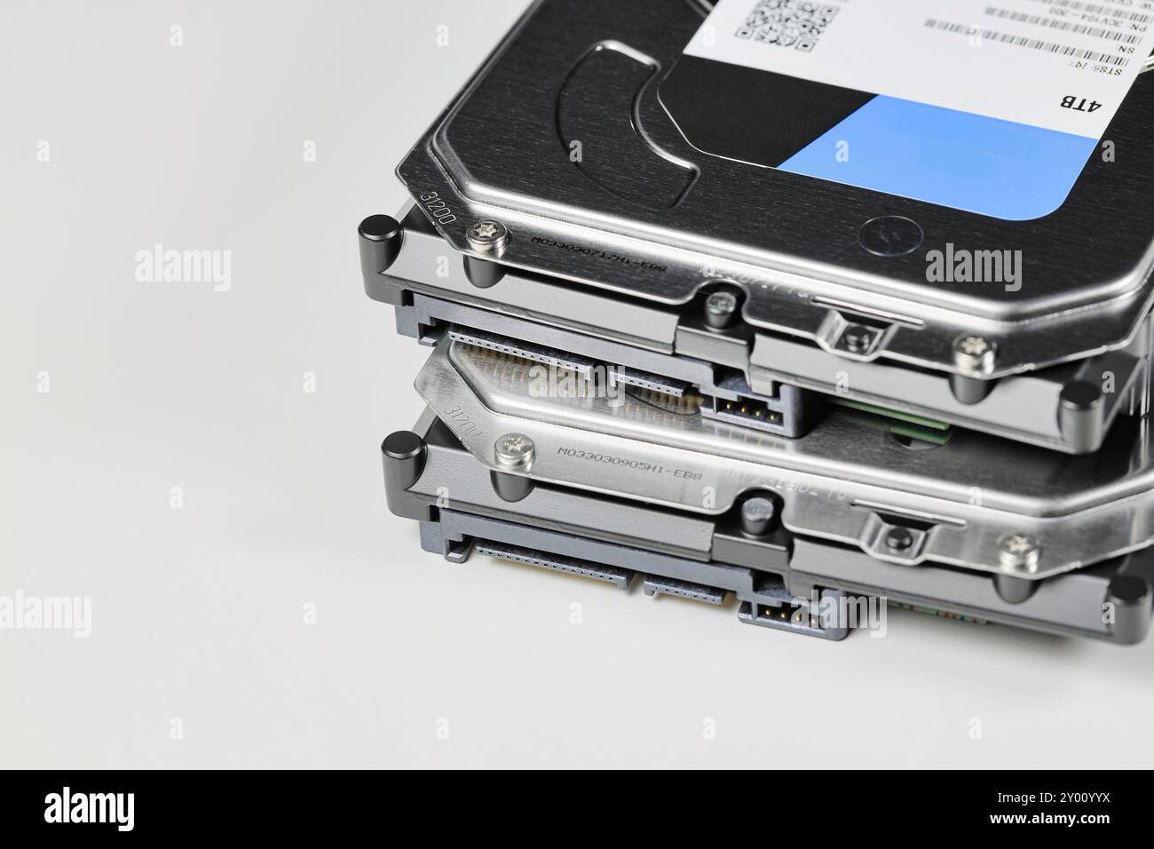 pile or stack of HDD, hard disk drives 3.5" high density standard ...