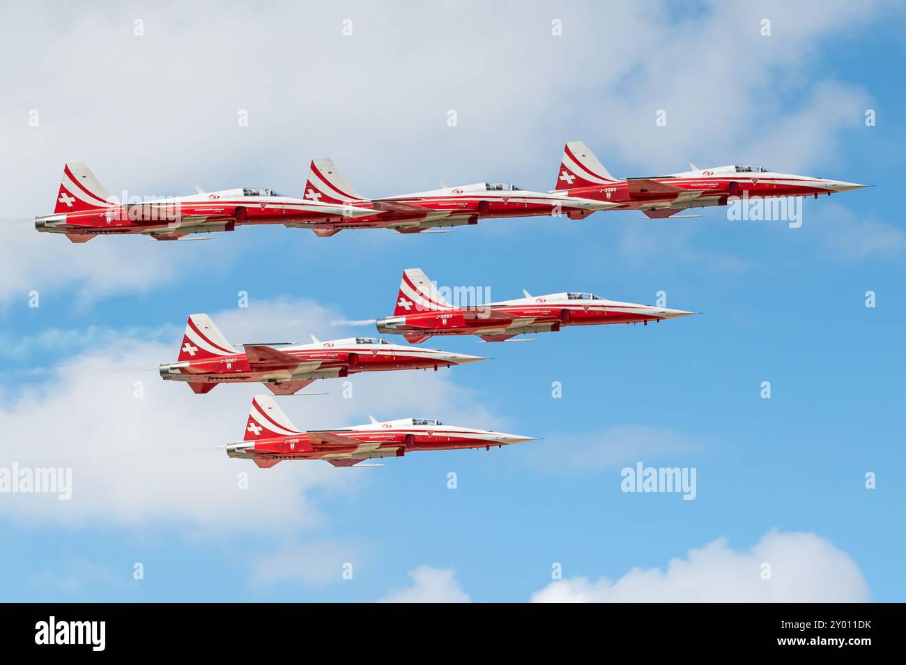 The famous Patrouille Suisse aerobatic team of the Swiss Air Force and their Northrop F-5E Tiger ...