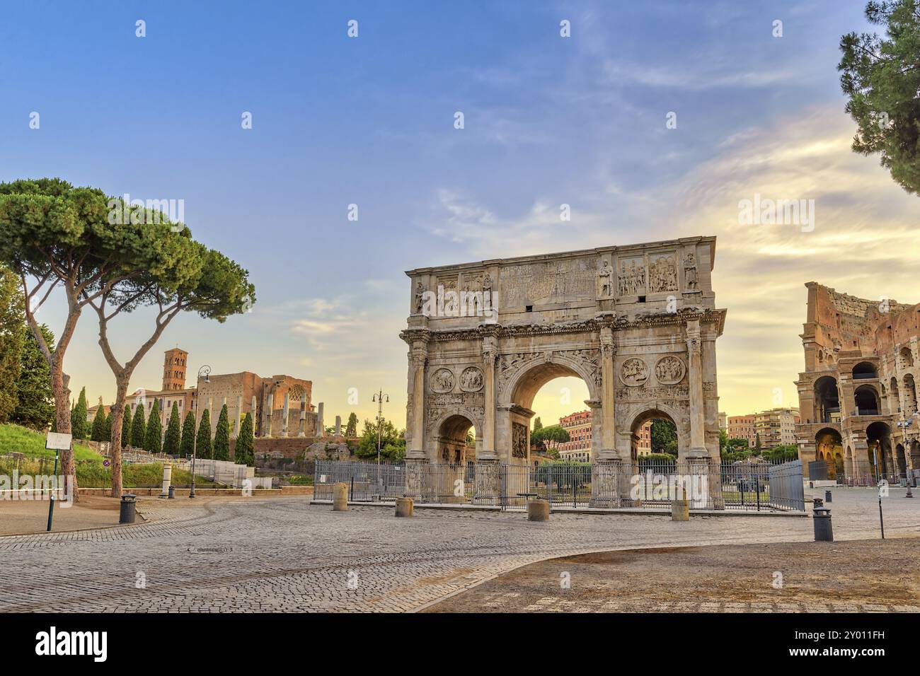 Rome sunrise city skyline at Arch of Constantine, Rome, Italy, Europe ...
