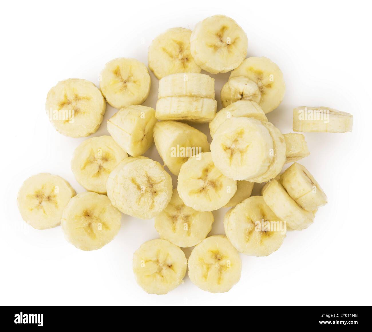 Portion of Sliced Bananas as detailed close-up shot isolated on white ...
