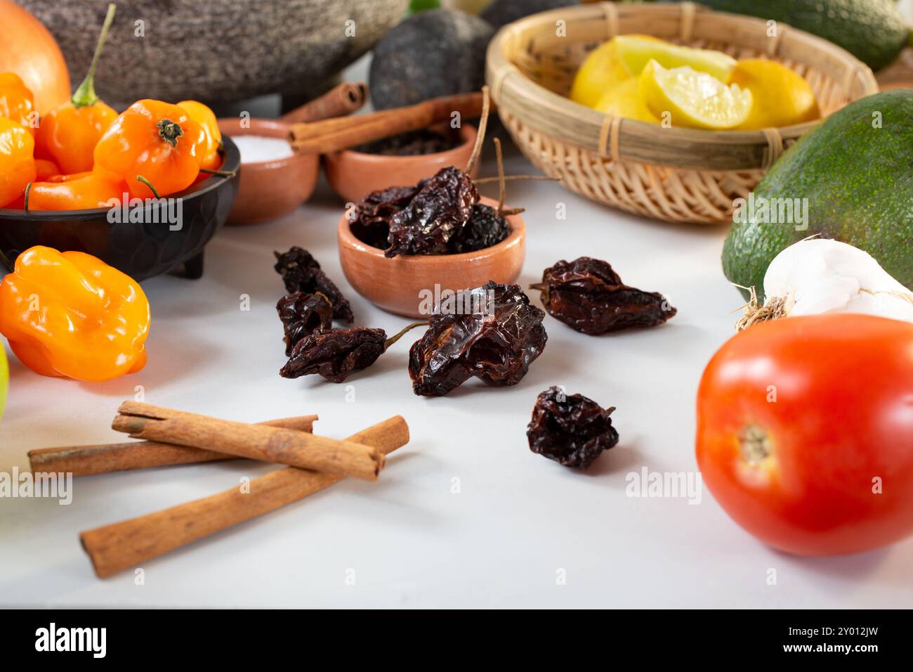 A closeup view of some dried habanero chiles Stock Photo - Alamy