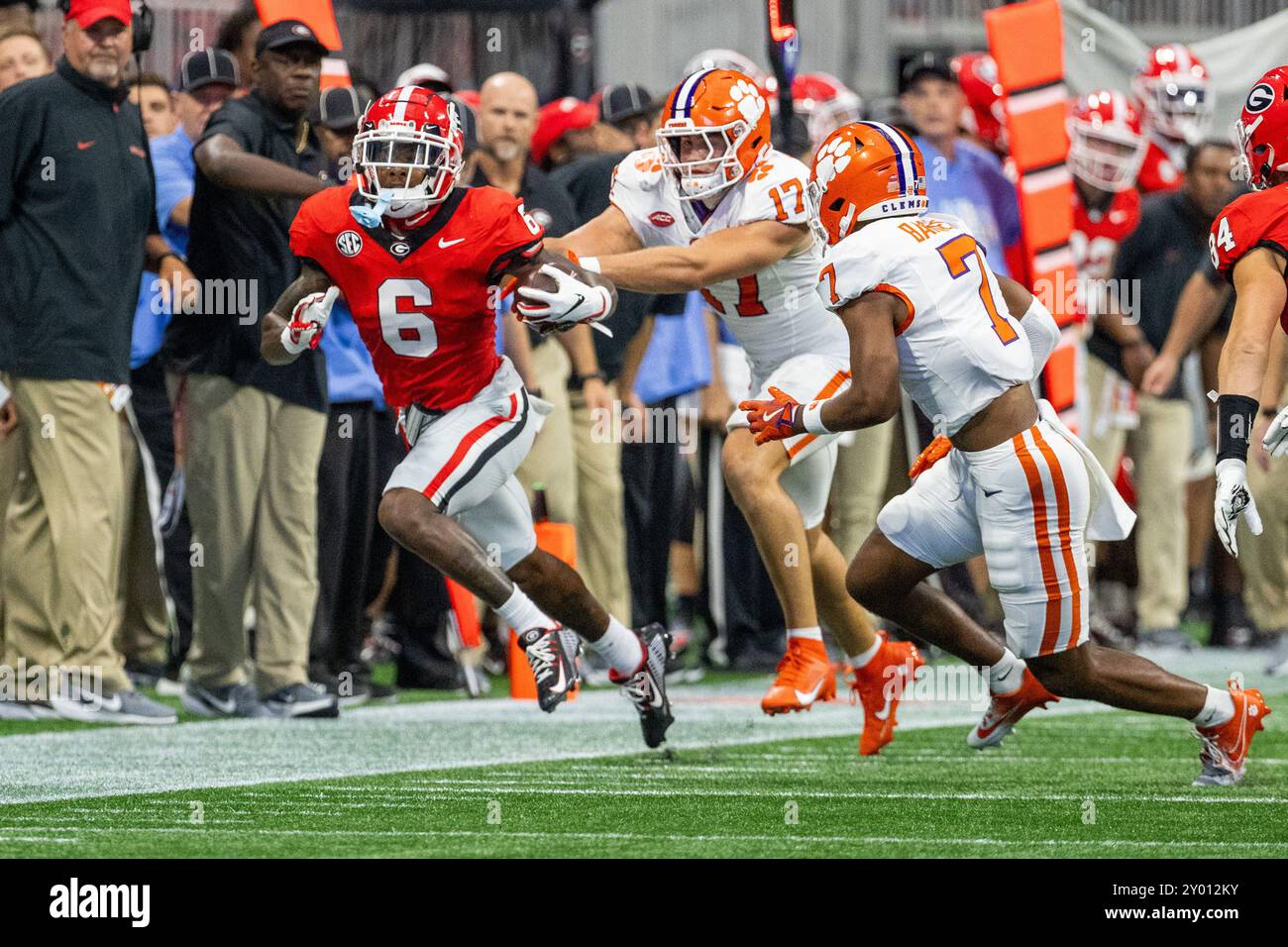 August 31, 2024: Georgia Bulldogs wide receiver Dominic Lovett (6) runs ...