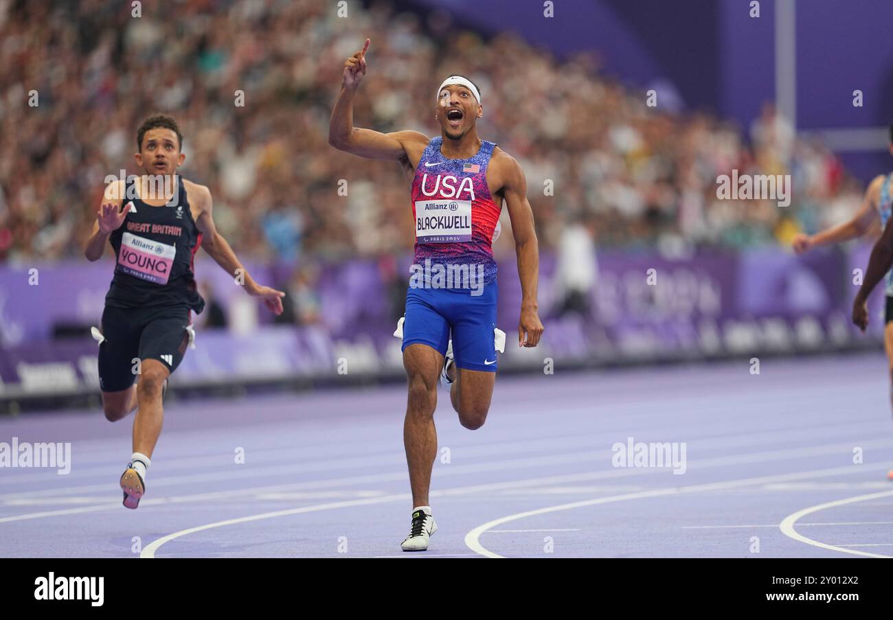 August 31 2024: Jaydin Blackwell of United States of America celebrates ...