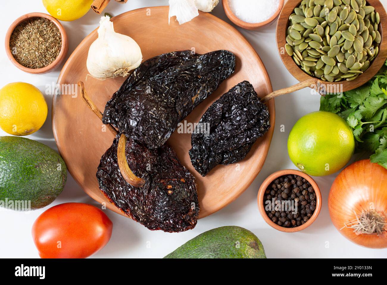 A top down view of dried chile ancho Stock Photo - Alamy