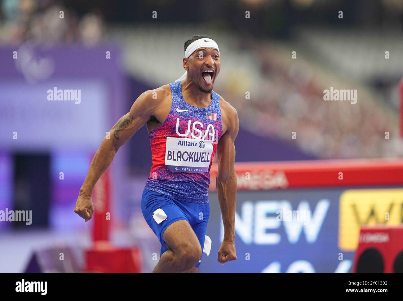 August 31 2024: Jaydin Blackwell of United States of America celebrates ...