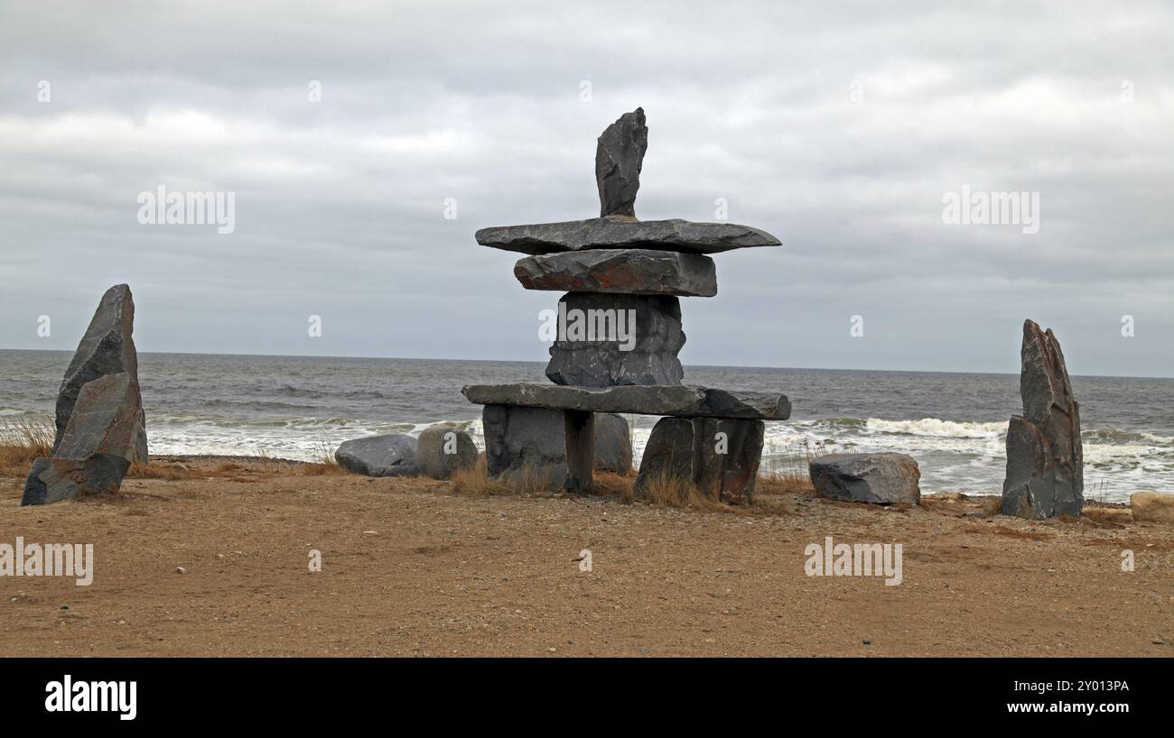 Inukshuk on Hudson Bay near Churchill Stock Photo - Alamy