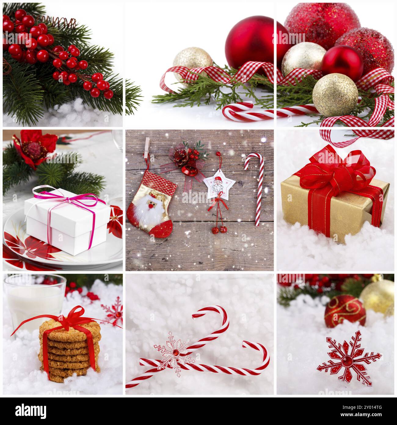 Christmas decorations collage for greetings card or background Stock ...