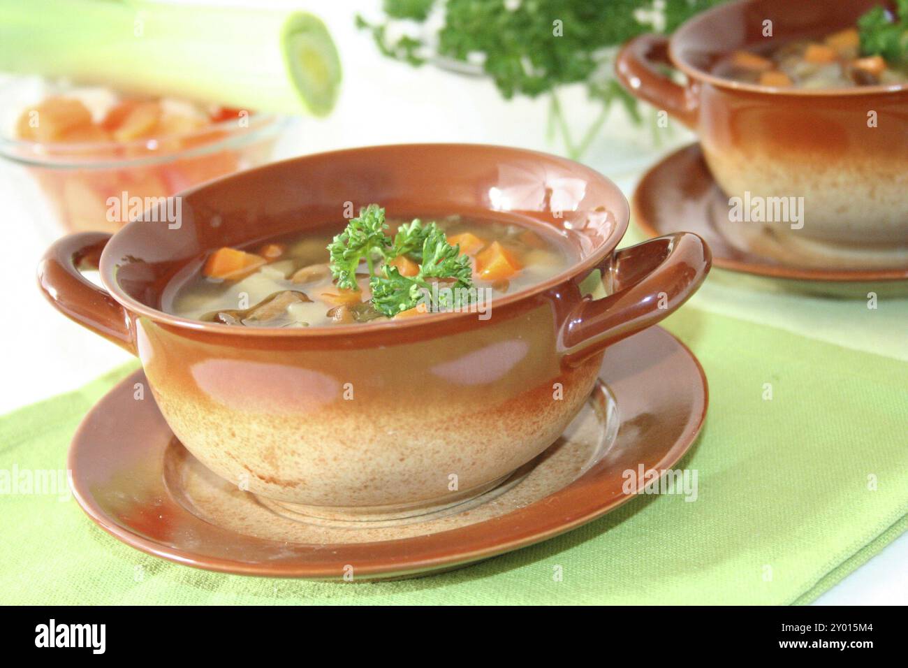 Potato forest mushroom soup with potatoes and parsley Stock Photo - Alamy
