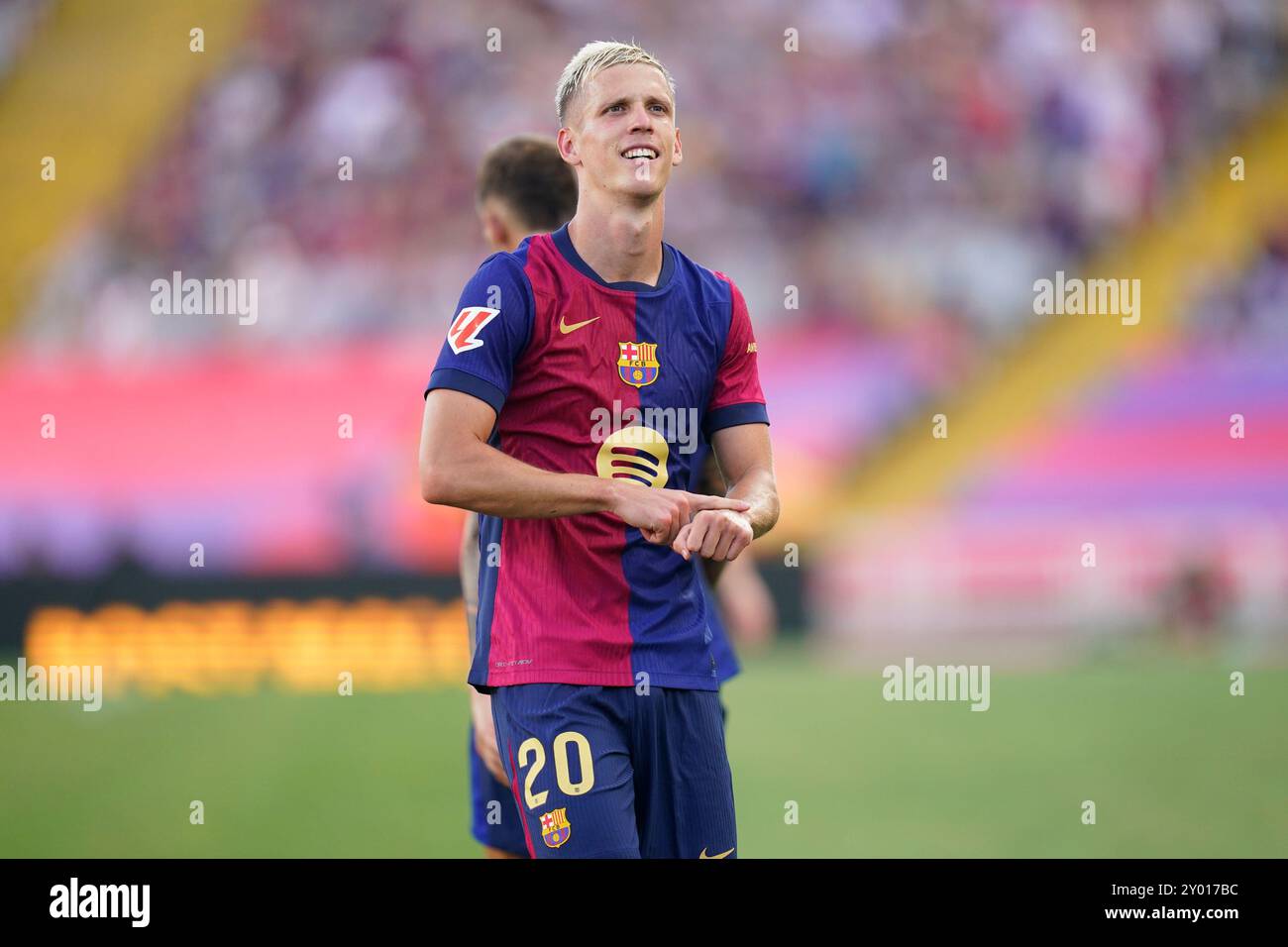 Barcelona, Spain. 31st Aug, 2024. Dani Olmo of FC Barcelona celebrates ...