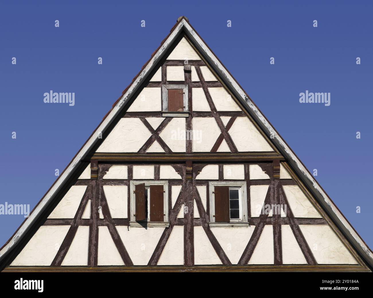 Gable of a half-timbered house in Markelsheim Stock Photo - Alamy