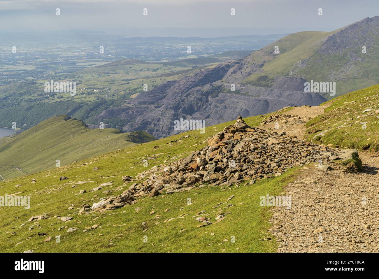 Walking down from Mount Snowdon on the Llanberis Path, Snowdonia ...
