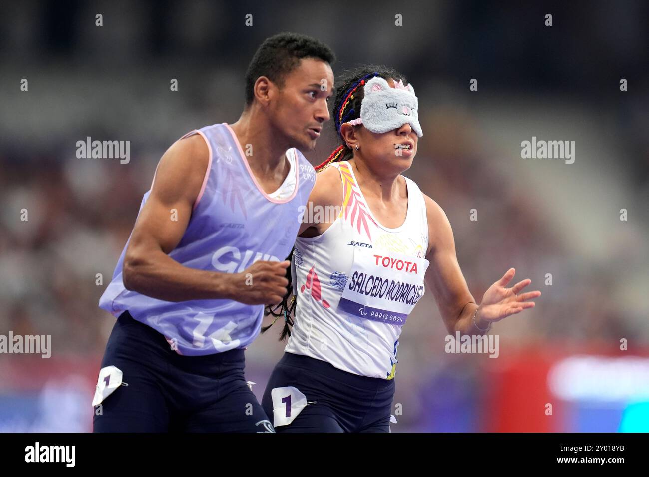Colombia's Ionis Dayana Salcedo Rodriguez (right) and her guide Niver ...