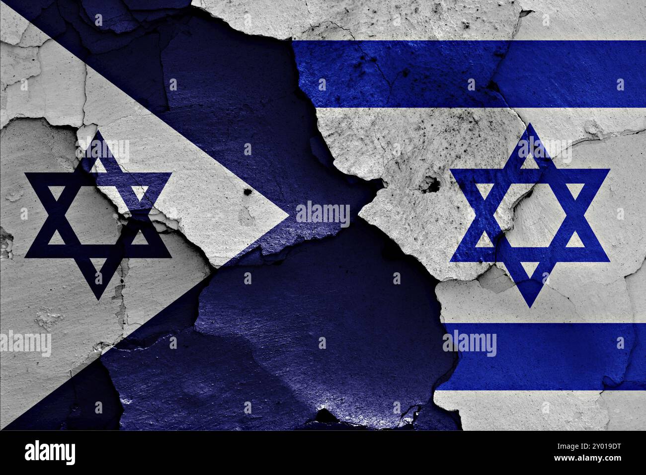 Flags of Israeli Navy and Israel painted on cracked wall Stock Photo ...