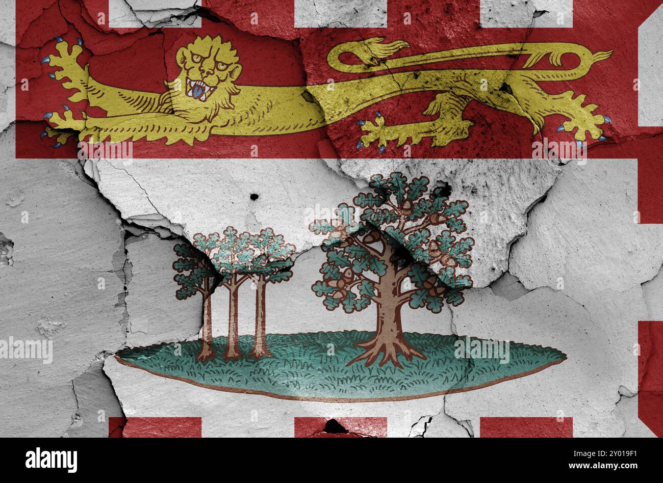 Flag of Prince Edward Island painted on cracked wall Stock Photo - Alamy