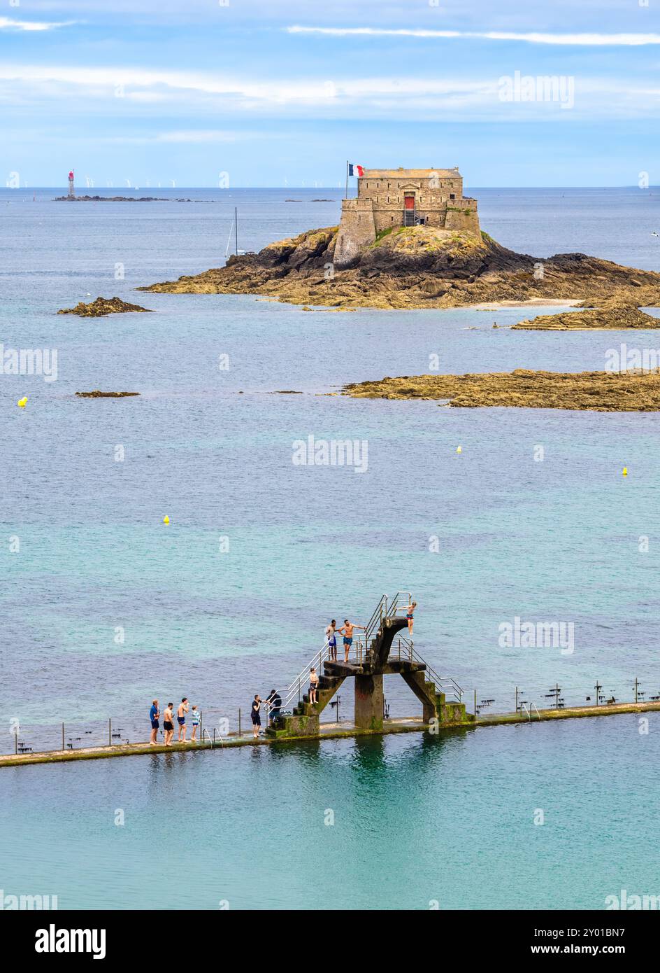 Saint Malo, France - July 20, 2024: Fortress of Saint Malo and beach ...